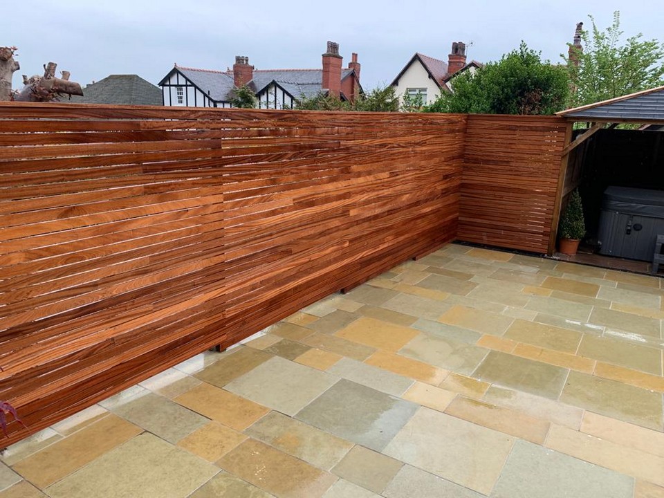 Darrow Knowler – Paving Specialist Limestone Patio and mahogany fence ...